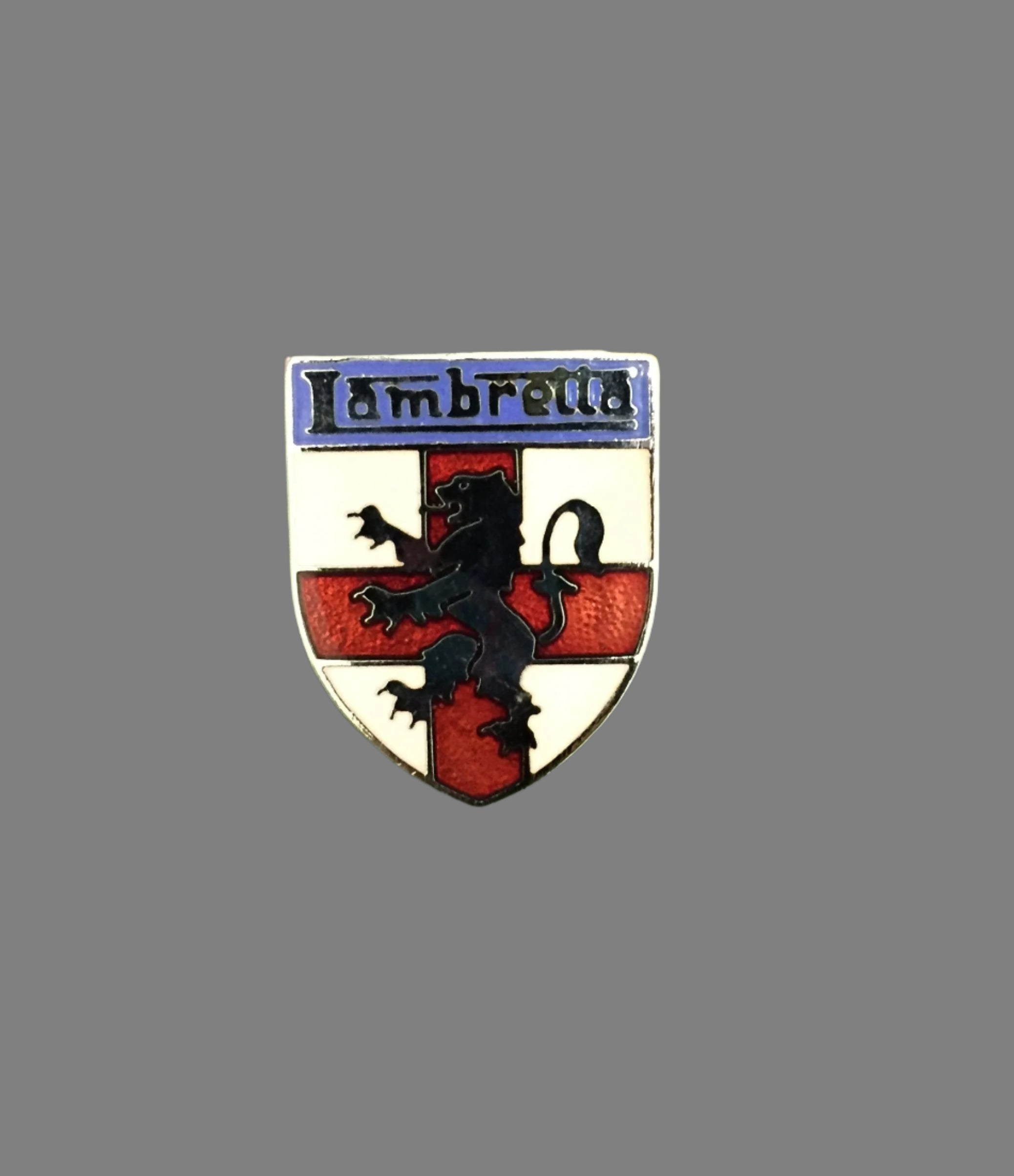 Lambretta shield enamel lapel pin badge silver – Disco Dez Scooters